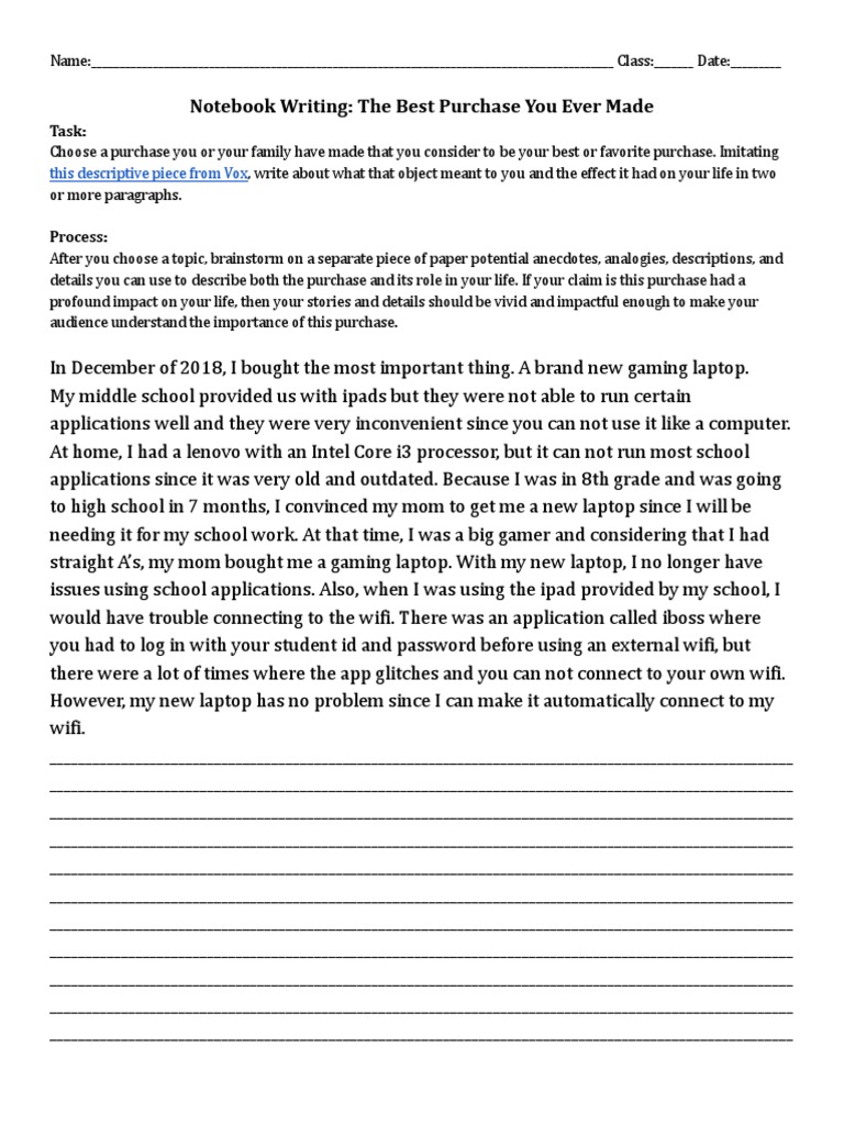 NB Writing 4 - The Best Purchase You Ever Made | PDF | Laptop ...