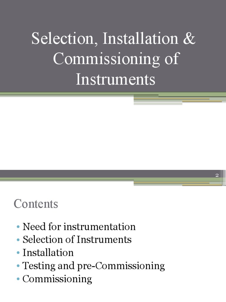 Instrumentation Installation & Commissioning | PDF | Reliability ...