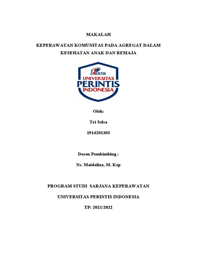 Makalah Kep - Komunitas2 Agregat Kesehatan Anak Dan Remaja | PDF