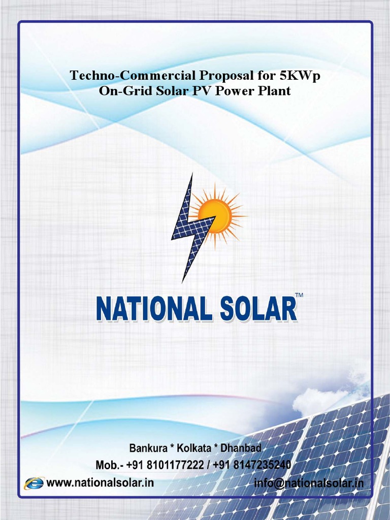 Techno-Commercial Proposal For 5Kwp On-Grid Solar PV Power Plant | PDF ...