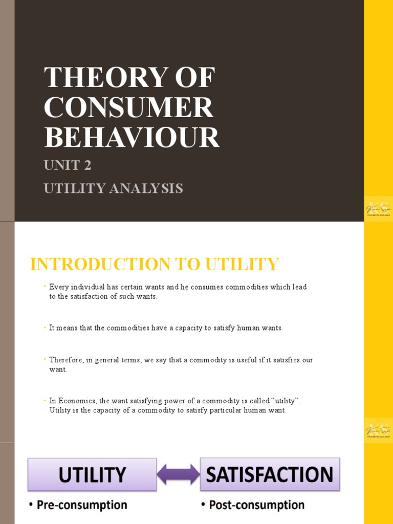 Unit 2 - Theory of Consumer Behaviour - Part 1 | PDF