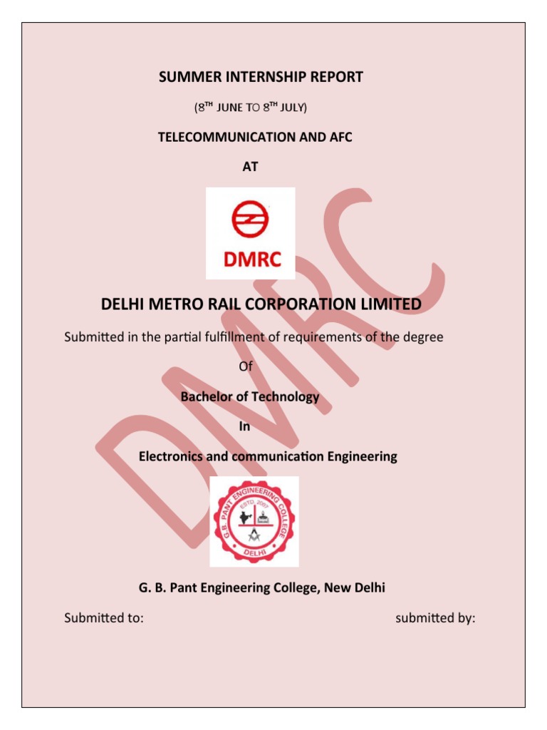 DMRC Project Report File | PDF | Optical Fiber | Data Transmission