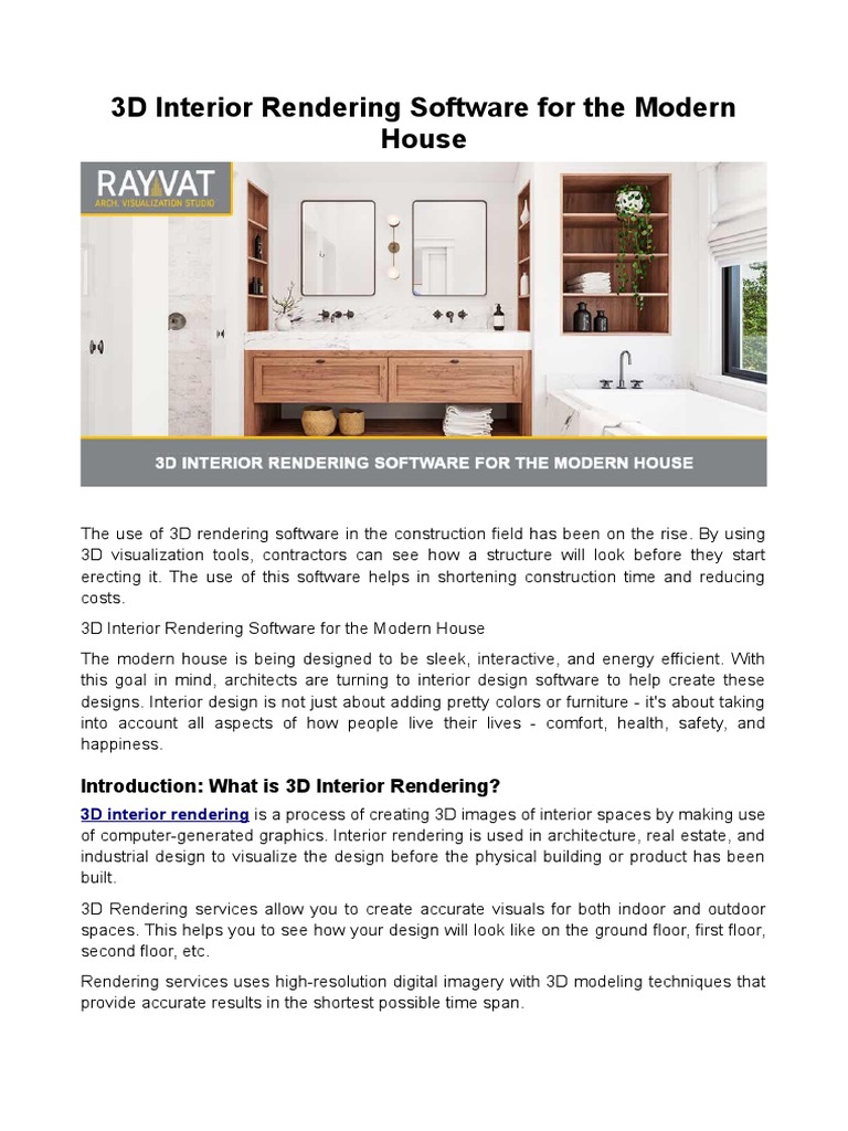 3D Interior Rendering Software For The Modern House | PDF | 3 D ...