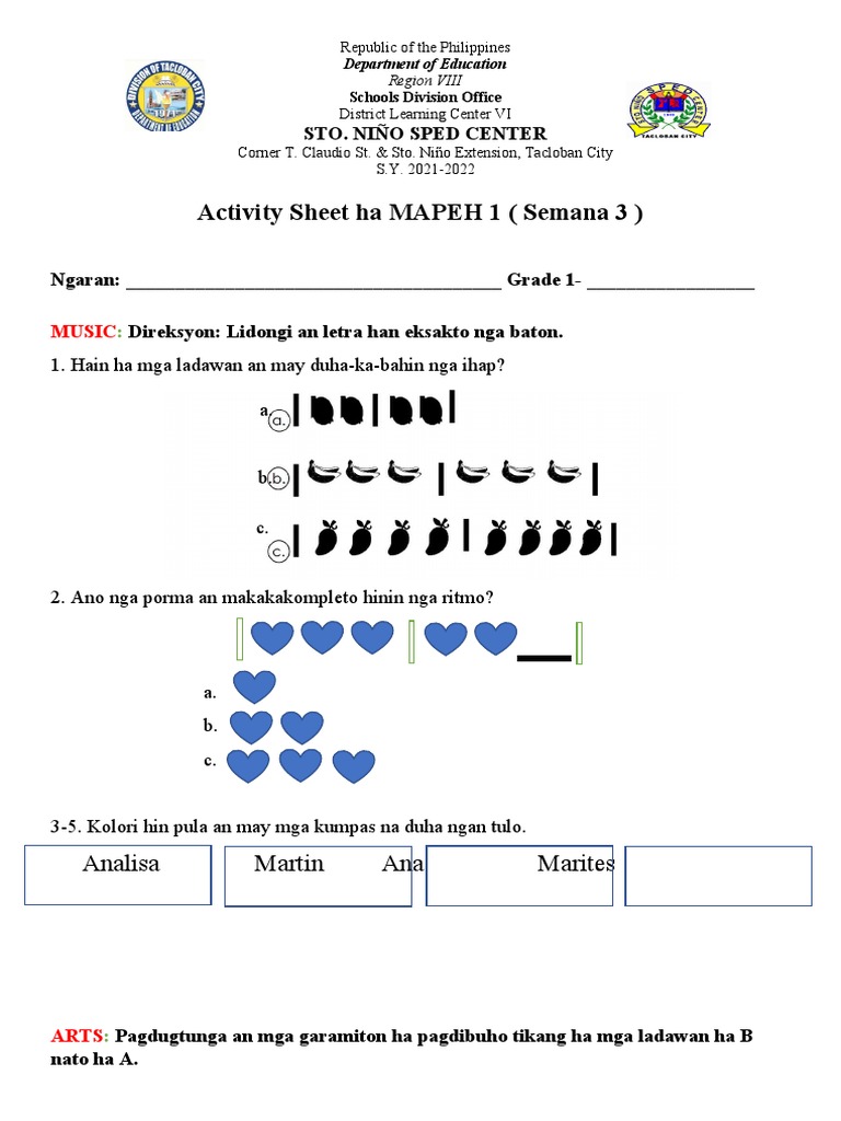 Activity - Sheet - MAPEH W3 | PDF