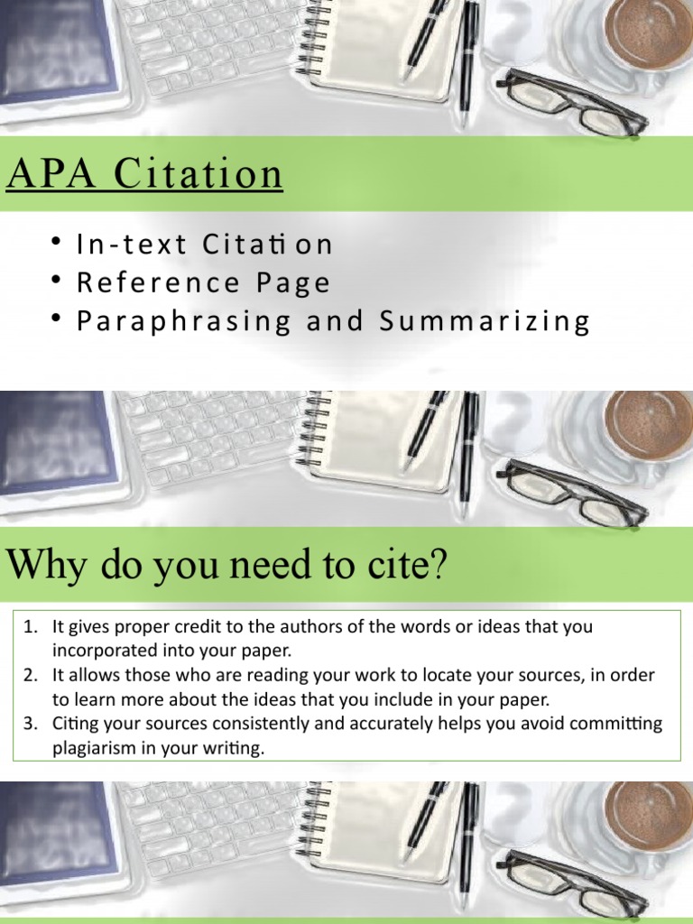 APA Citation: - In-Text Citation - Reference Page - Paraphrasing and ...