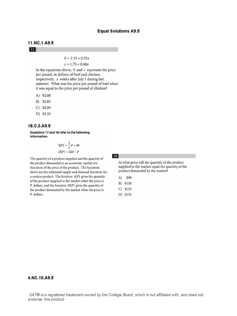 Equal Solutions A9.5 11.NC.1.A9.5 | PDF | Business | Home & Garden