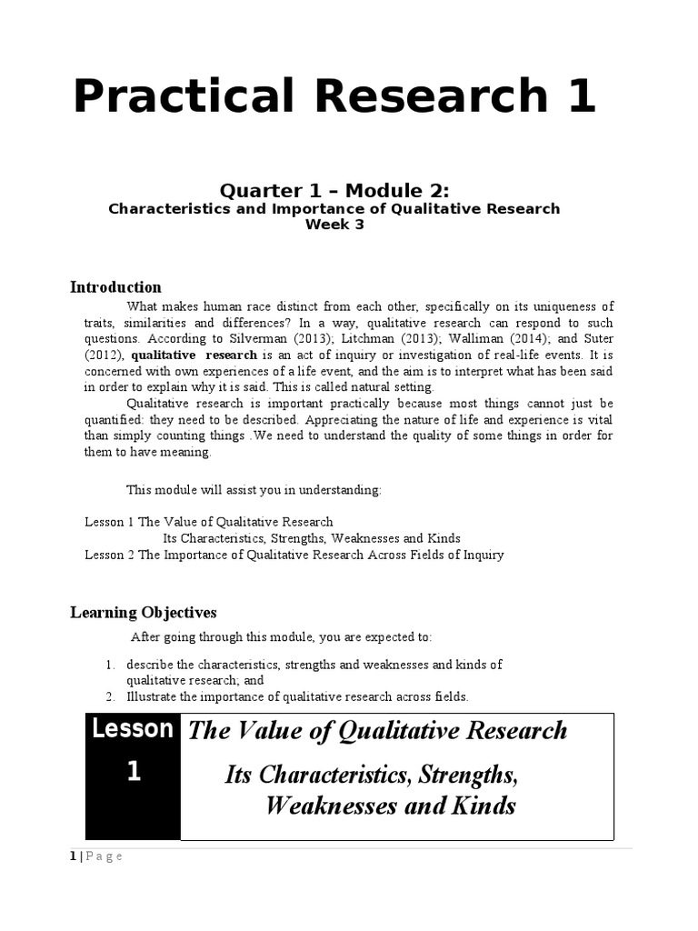 Qualitative Research: Characteristics & Importance | PDF | Qualitative ...
