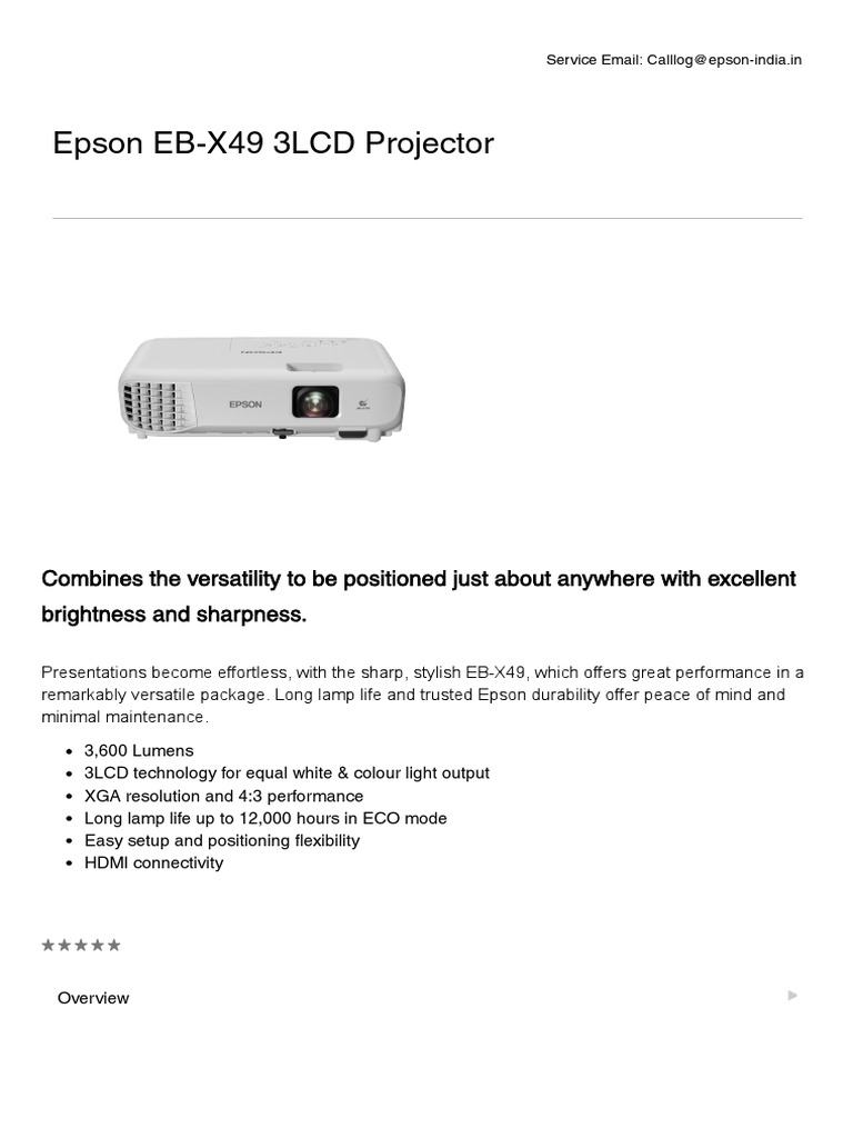 Epson EB-X49 3LCD Projector - Projectors - Epson India | PDF | Hdmi ...