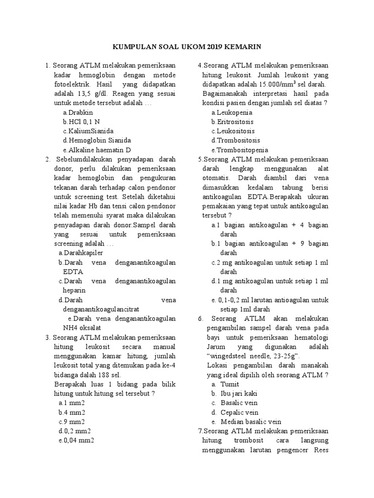 Kumpulan Soal Ukom 2019 Kemarin-1 | PDF | Kesehatan Holistik | Sains & Matematika