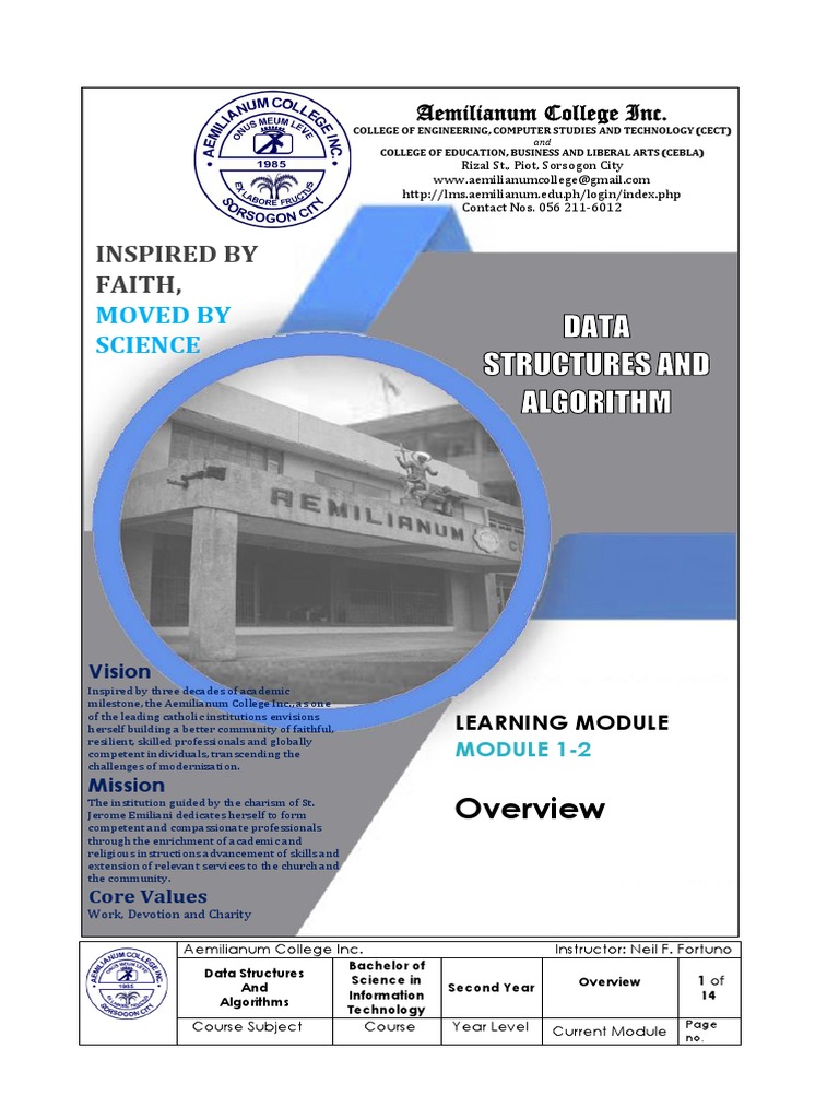 Aemilianum College Data Structures and Algorithms Module | PDF | Algorithms | Computer Programming