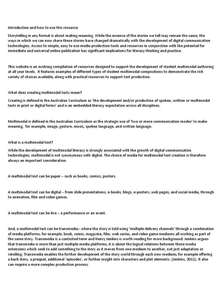 Creating Multimodal Text | PDF | Communication | Mass Media Creating Multimodal Text | PDF | Communication | Mass Media