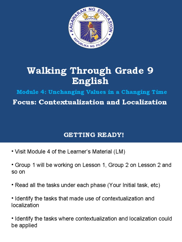 Contextualizing Grade 9 Lessons | PDF | Learning | Behavior Modification