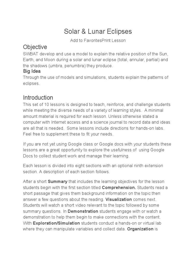 Solar & Lunar Eclipses: Objective | PDF | Educational Assessment ...