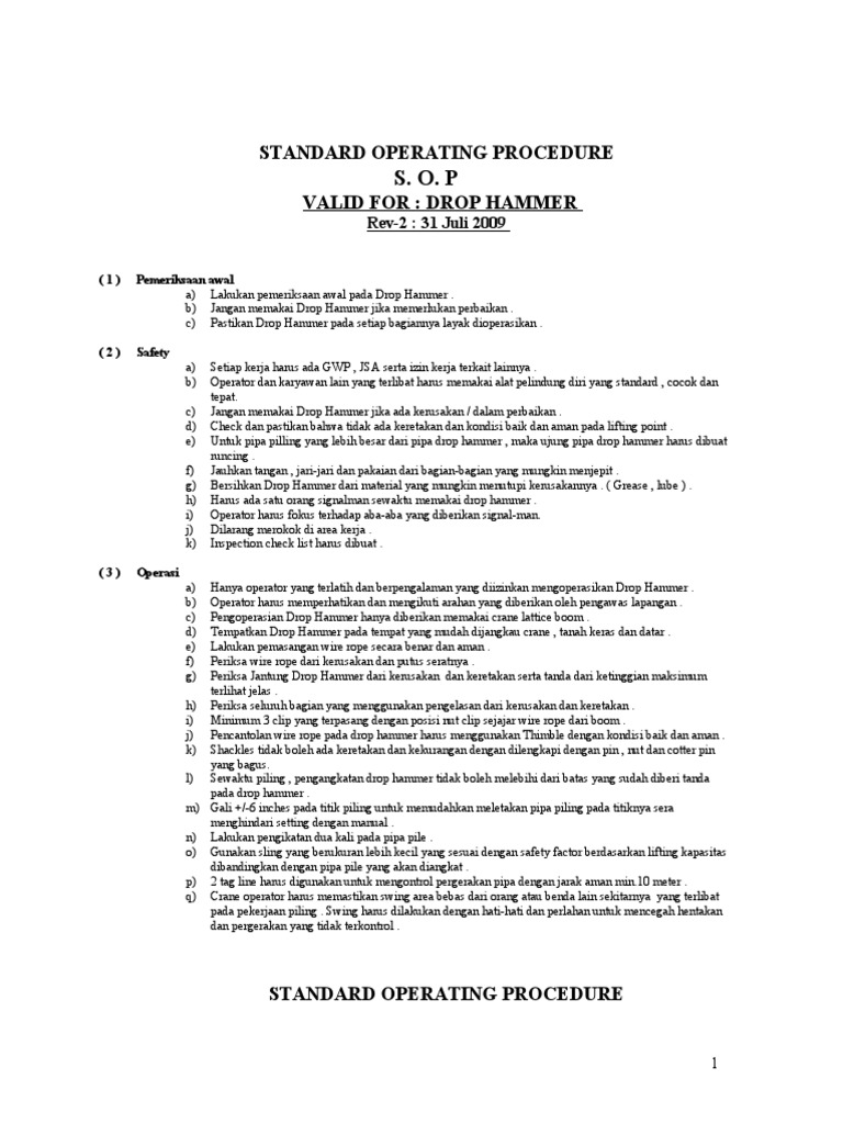 SOP Drop Hammer | PDF