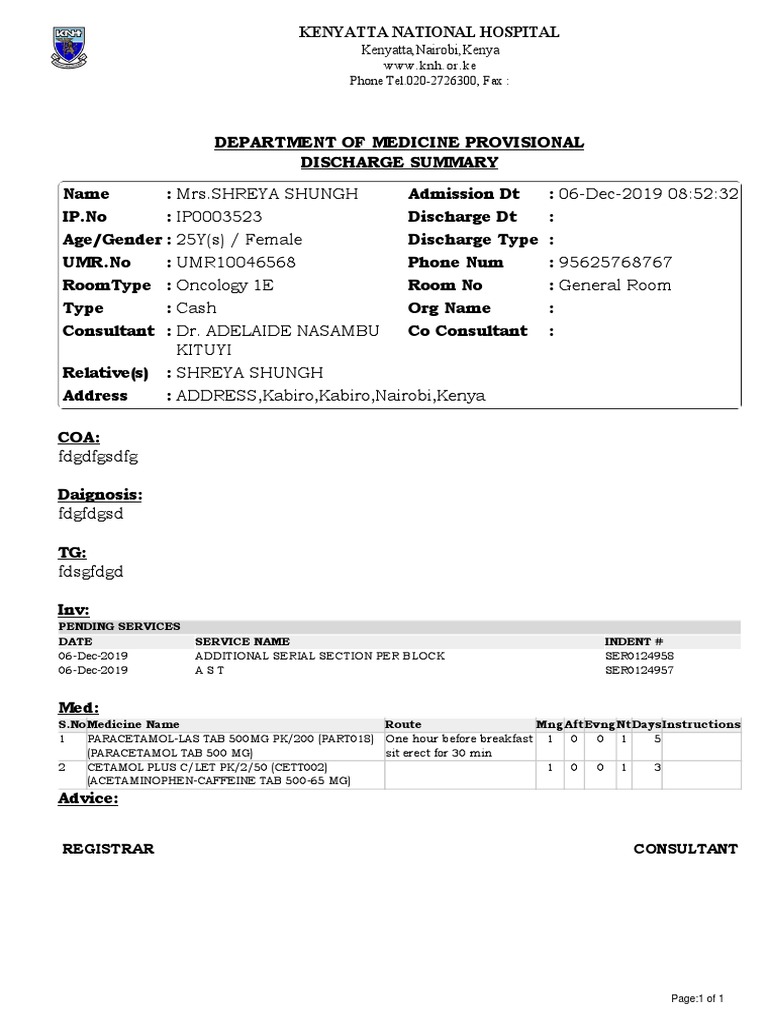 Discharge Summary 06122019093330 | PDF