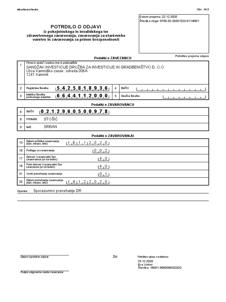 Potrdilo O Odjavi | PDF