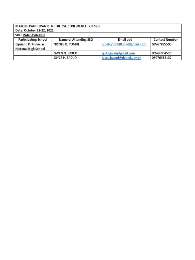 Cse Conference For SSG | PDF