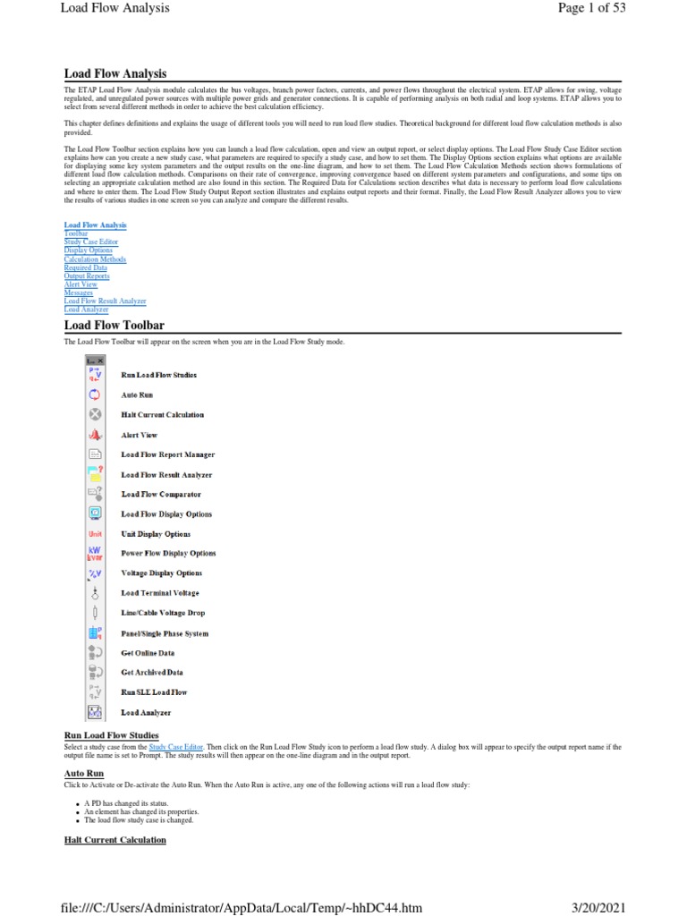 ETAP Load Flow Study Overview | PDF | Transmission Line | Electrical ...