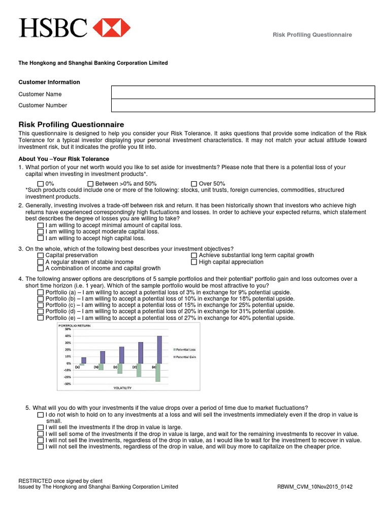 Risk Profiling Questionnaire: Customer Information | PDF | Investing | Risk