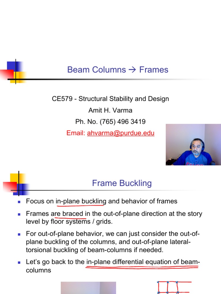 Beam Columns À Frames: CE579 - Structural Stability and Design Amit H ...