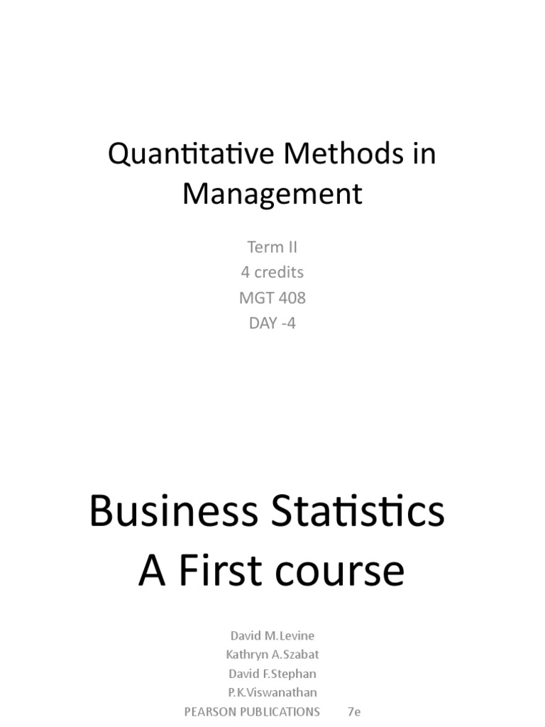 Quantitative Methods in Management: Term II 4 Credits MGT 408 DAY - 4 ...