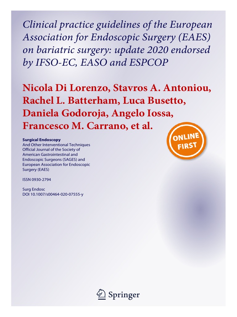 2019 Guidelines Bariatric Surgery EAES SAGES | PDF | Bariatric Surgery | Surgery