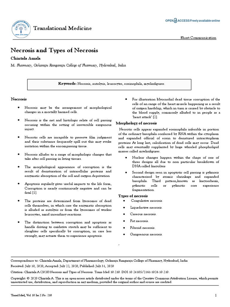 Necrosis and Types of Necrosis | PDF | Necrosis | Medical Specialties