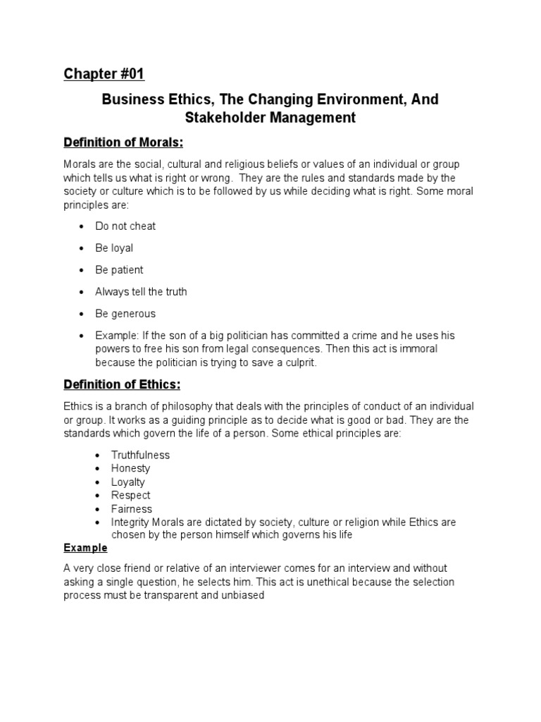 Business Ethics Chapter 1 | PDF | Business Ethics | Morality