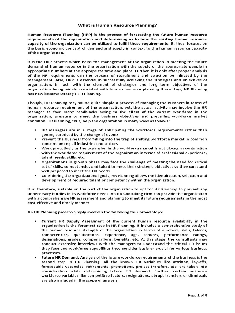 Understanding Human Resource Planning | PDF | Human Resource Management ...