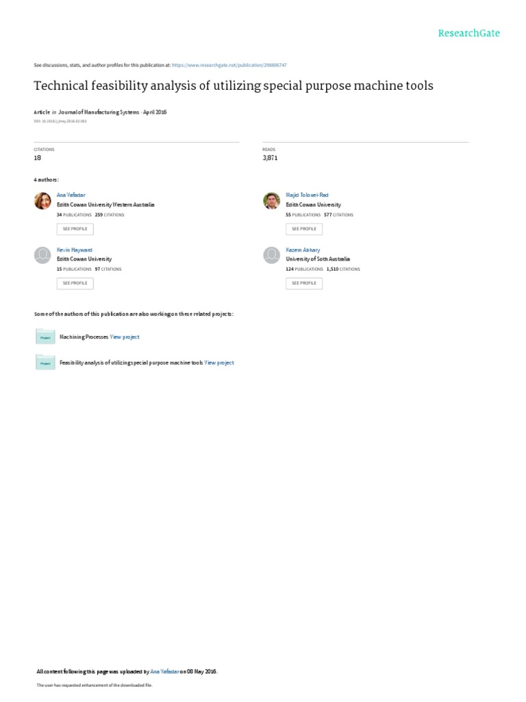 Technical Feasibility Analysis of Utilizing Special Purpose Machine ...