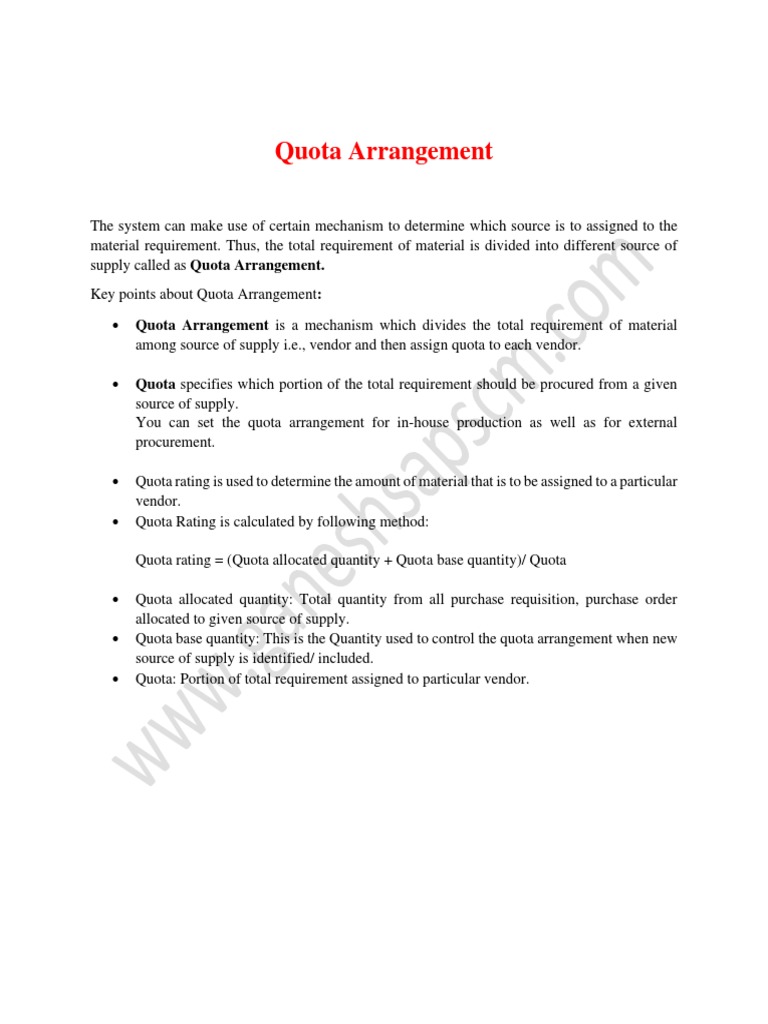 Sap Quota-Arrangement | PDF | Quantity | Computing