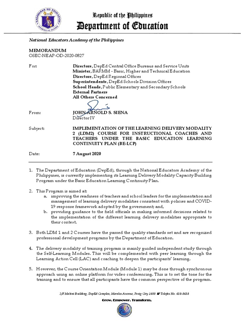 Memo - Implementation of LDM2 Under BE-LCP | PDF