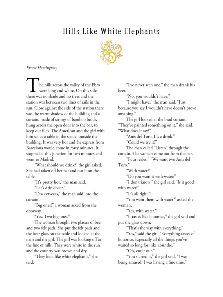 Hemingway's Hills Like White Elephants | PDF