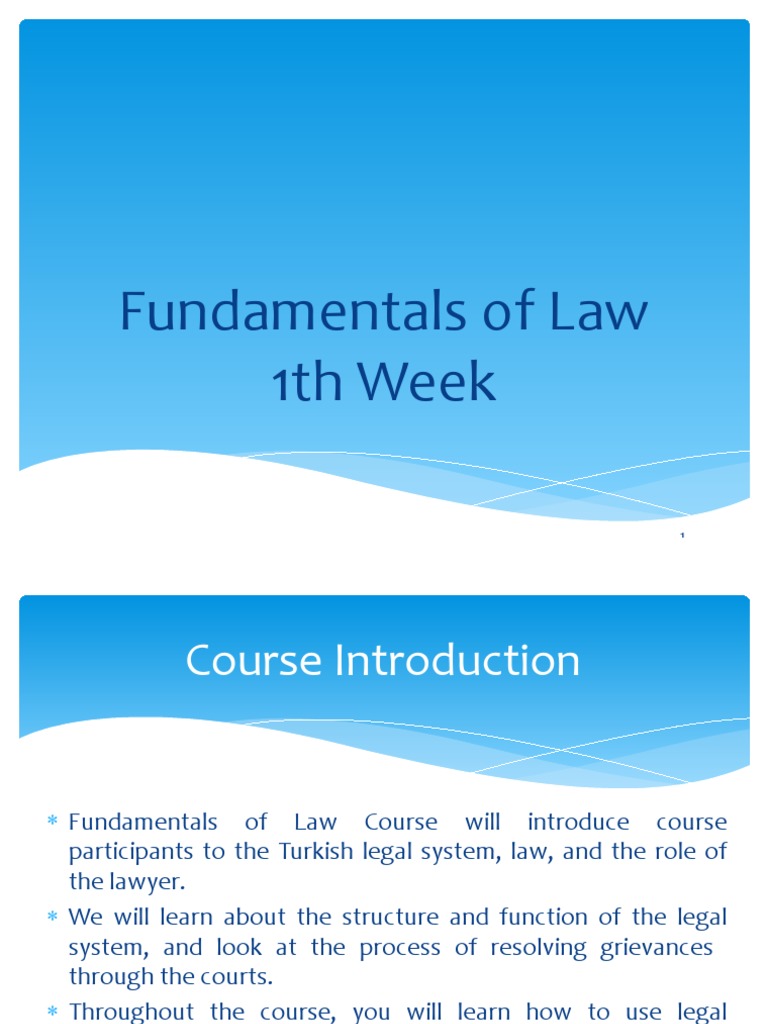 Fundamentals of Law 1. Week | PDF | Society | Public Law