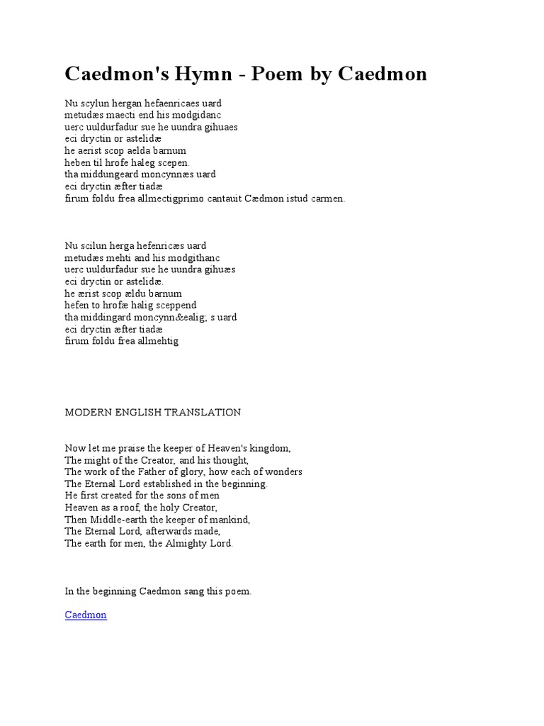 Poems From The Old English Literature 5th-14t Centuries | PDF