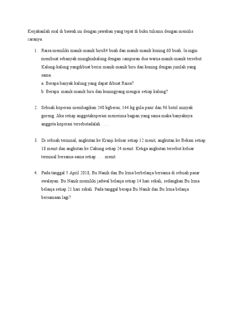 Soal FPB Dan KPK | PDF