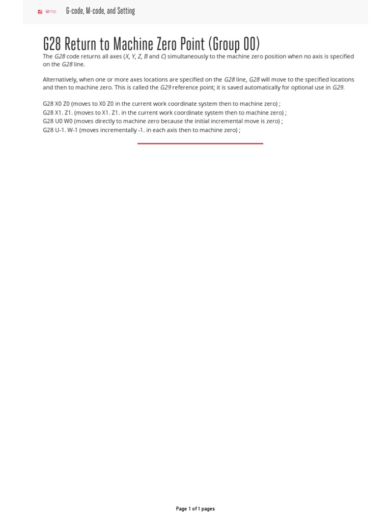 Returning to the Origin: The G28 Code for Homng In on Machine Zero | PDF