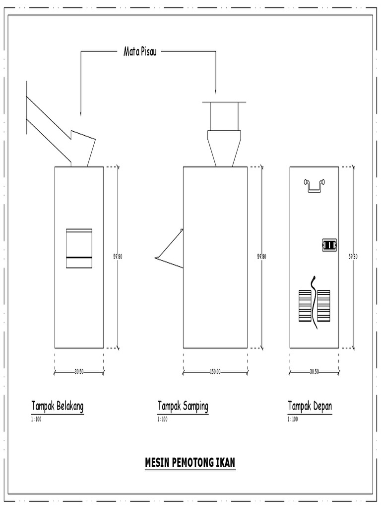 DWG - Mesin Pemotong Ikan | PDF