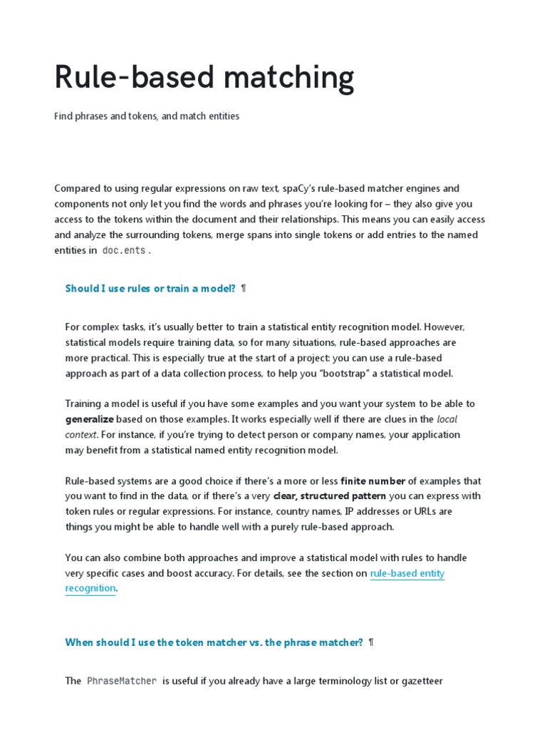 NLP Rule-Based Matching Guide | PDF | Regular Expression | Cognitive Science