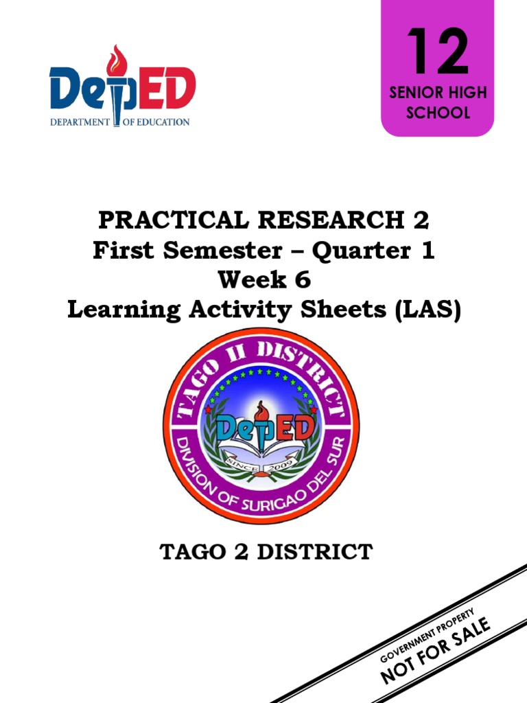 Practical Research 2 First Semester - Quarter 1 Week 6 Learning ...