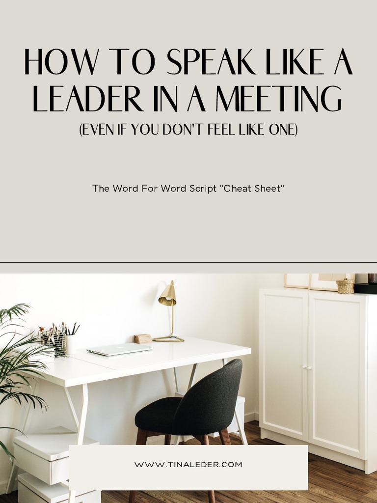 How To Speak Like A Leader in A Meeting by Lay Tina Leder | PDF ...