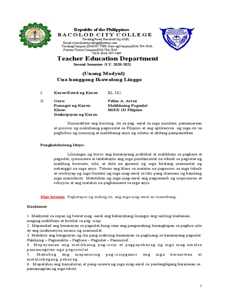 Module Sa Malikhaing Pagsusulat | PDF