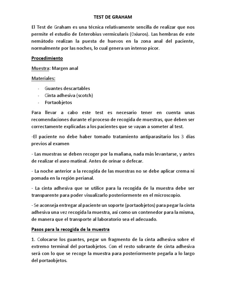 Test de Graham - Biologia | PDF | Especialidades Medicas | Medicina