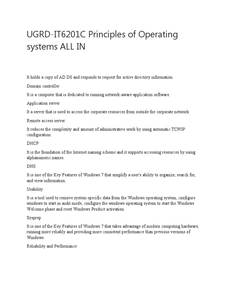 UGRD-IT6201C Principles of Operating Systems ALL IN | PDF | Computer Network | Local Area Network