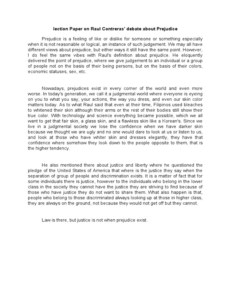 Reflection On Prejudice | PDF