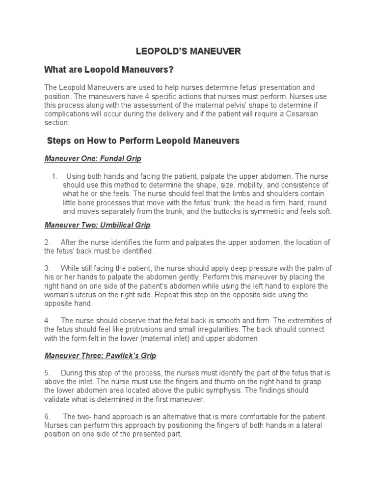 Leopold'S Maneuver What Are Leopold Maneuvers?: Maneuver One: Fundal ...