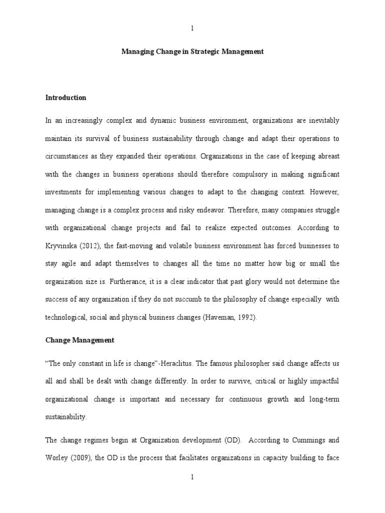 Change Management Assignment | PDF | Change Management | Strategic ...