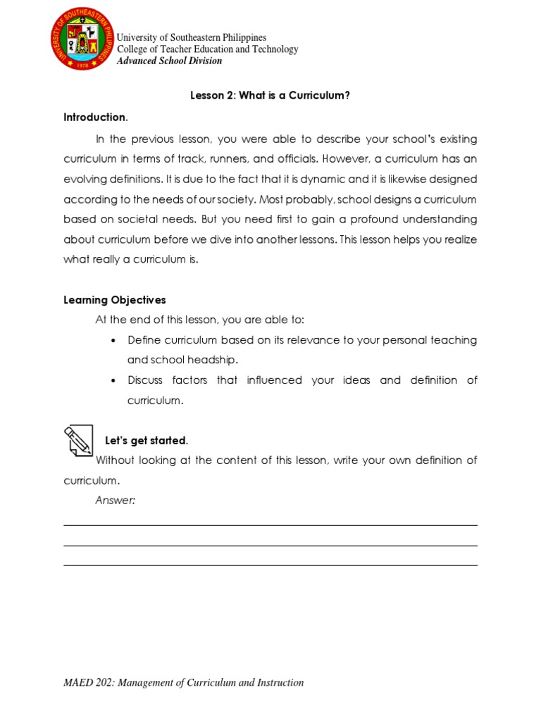 Lesson 2-MAED 202 | Download Free PDF | Curriculum | Learning