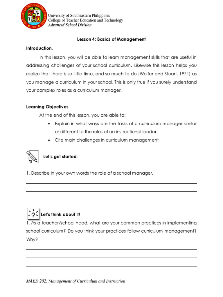 Lesson 4 - MAED 202 | PDF | Curriculum | Teacher Education