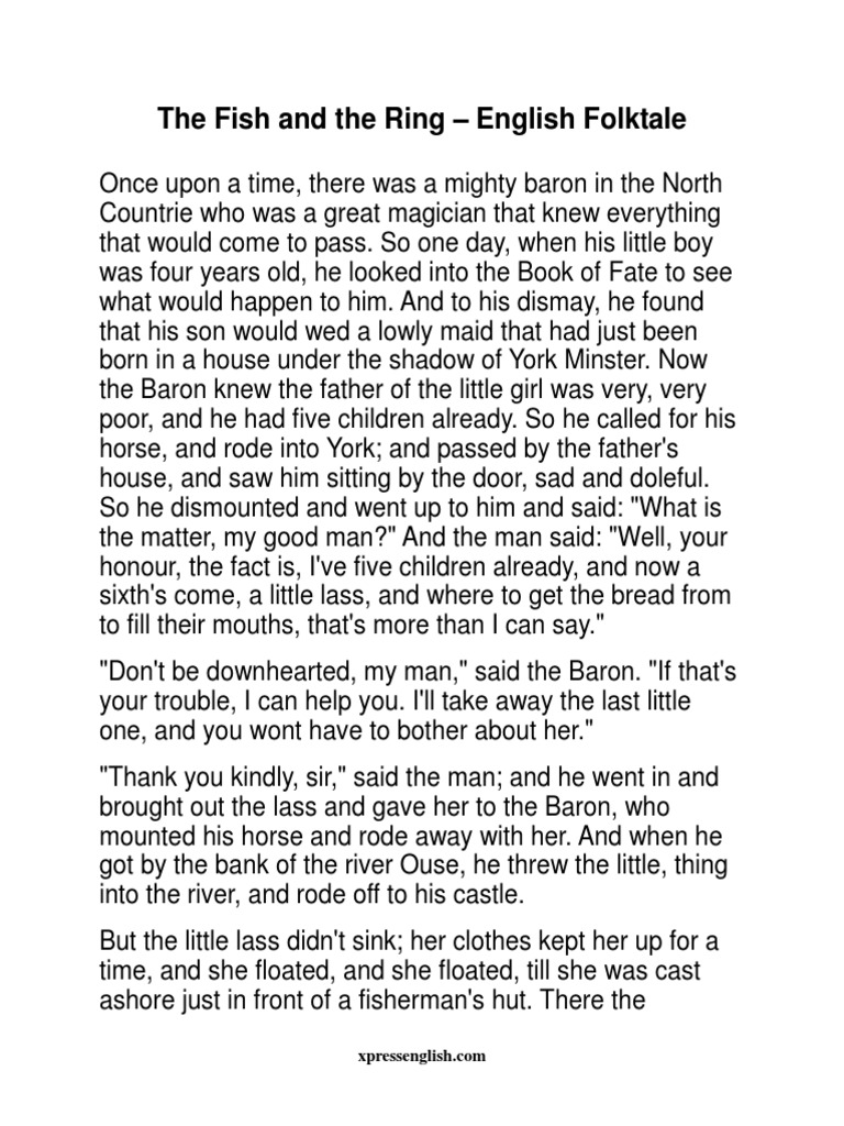 The Fish and the Ring: A Folktale | PDF | Poetry | Classics